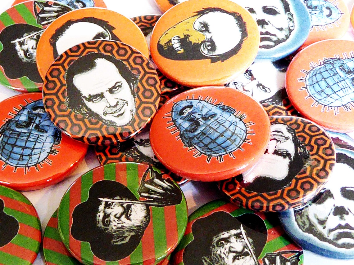 Set of 5 Horror Icon Pin Badges - Etsy