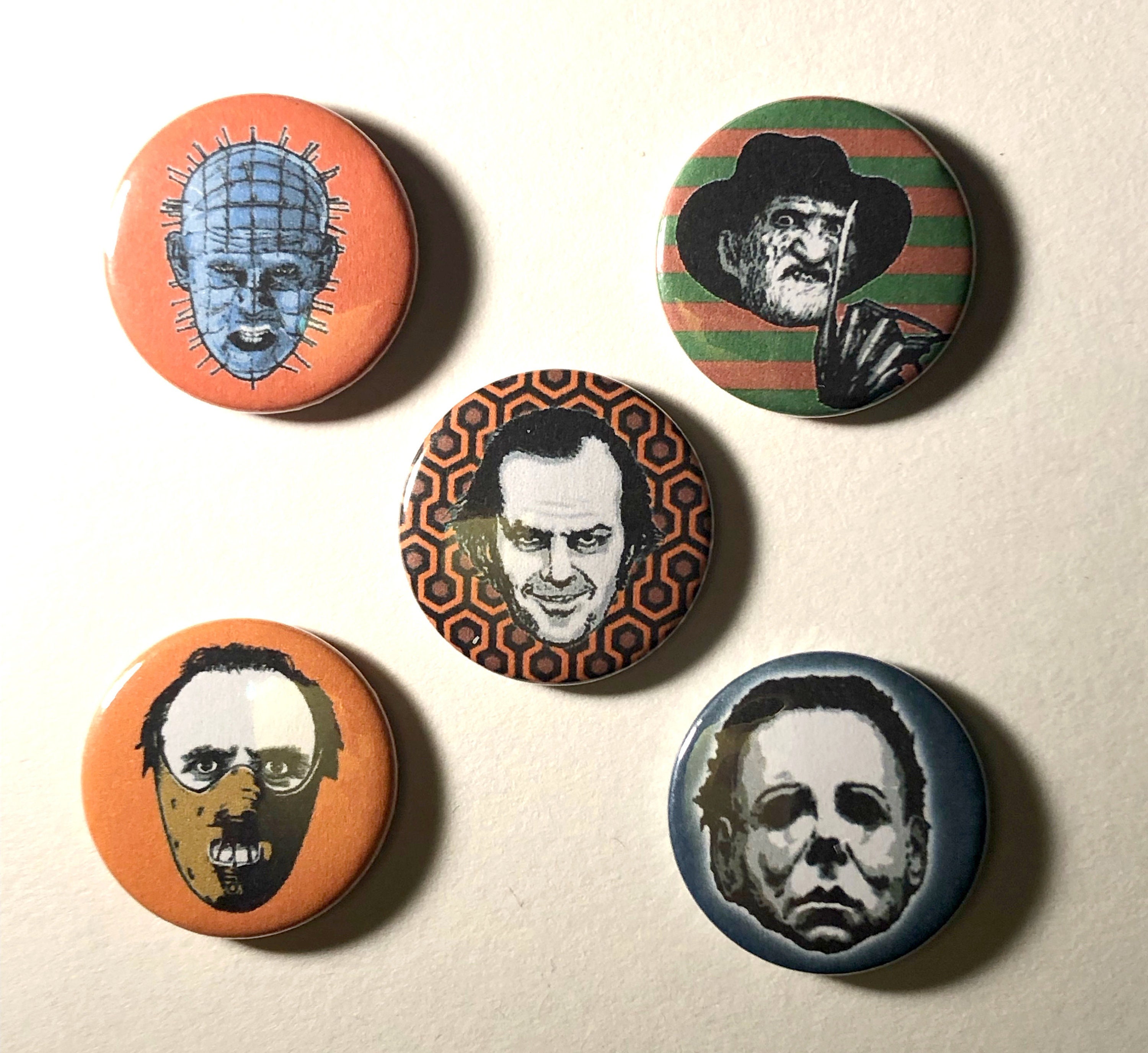 Set of 5 Horror Icon Pin Badges - Etsy