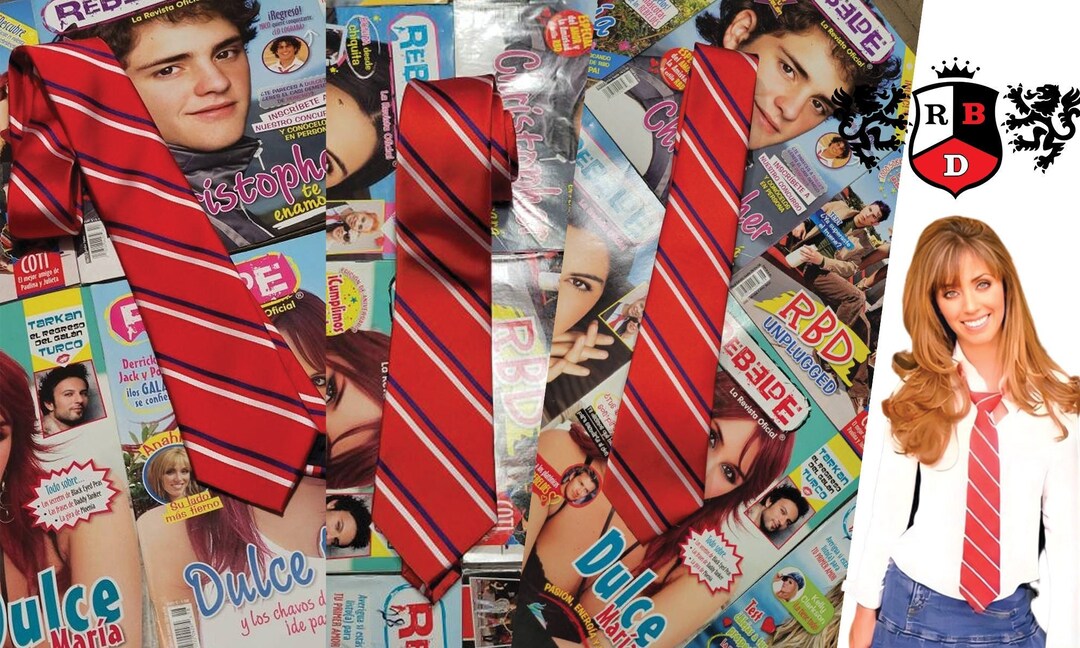 Rebelde Tie Rbd Tie Rbd Corbata Red Tie With White and Navy Blue ...