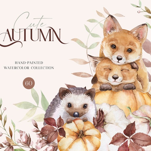 Pumpkin Watercolor Clipart. Autumn Bouquets Fall Clipart PNG | Etsy