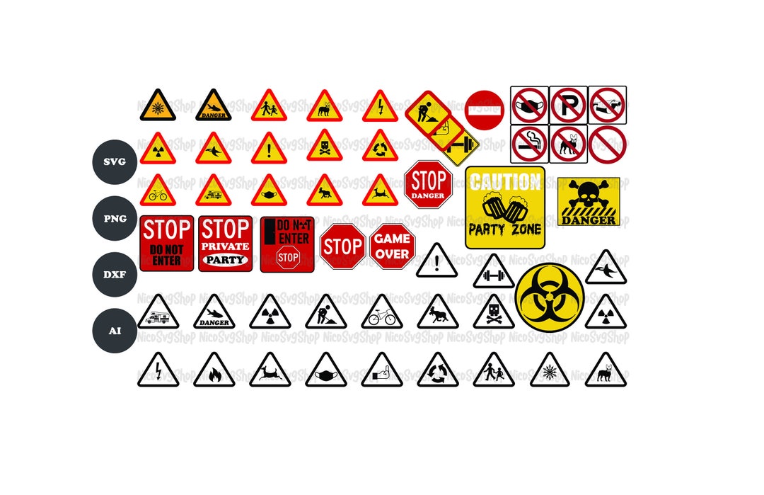 Let op teken Svg verbod teken Svg STOP teken bundel. - Etsy België