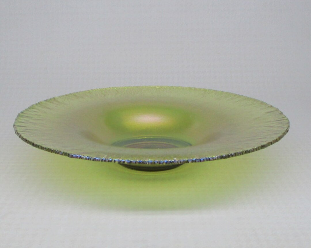Large Stretch Glass Bowl in Chartreuse Color 13 3/8 " Fenton ...