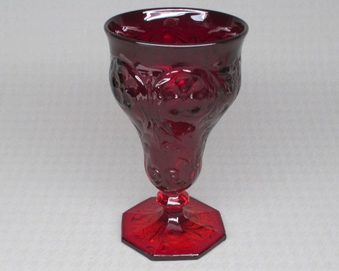 Mckee Rock Crystal Ruby Red Footed Glass Low Water Goblet 2885-C - Etsy