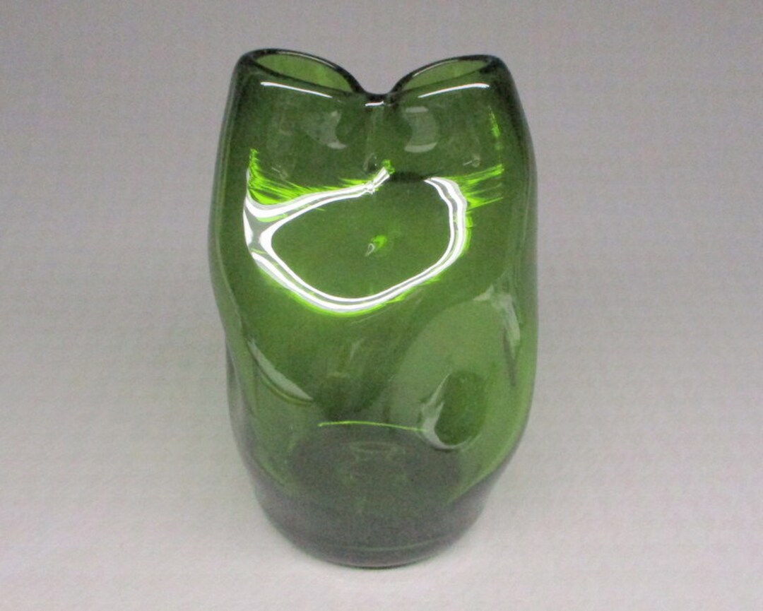 Blenko Green Glass Vase Pinched at the Top 5 1/4 " (2194) - Etsy