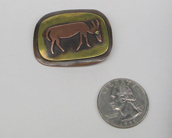 Mid century modern pin of deer , copper and brass , m… - Gem
