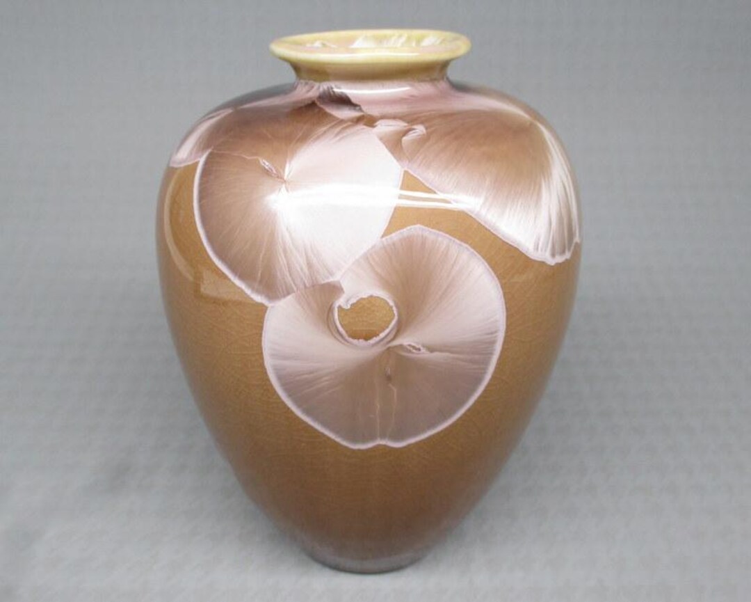 Louise Reding Crystalline Pottery Vase , Tan / Brown Colors , Marked ...