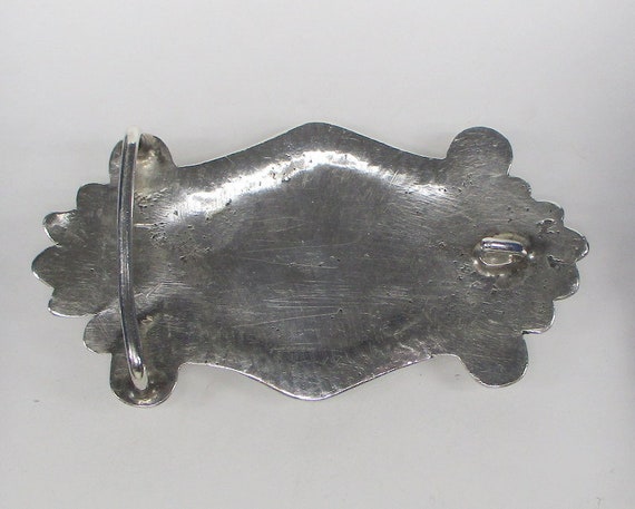 Rexx signed sterling belt buckle with turquoise Zuni … - Gem