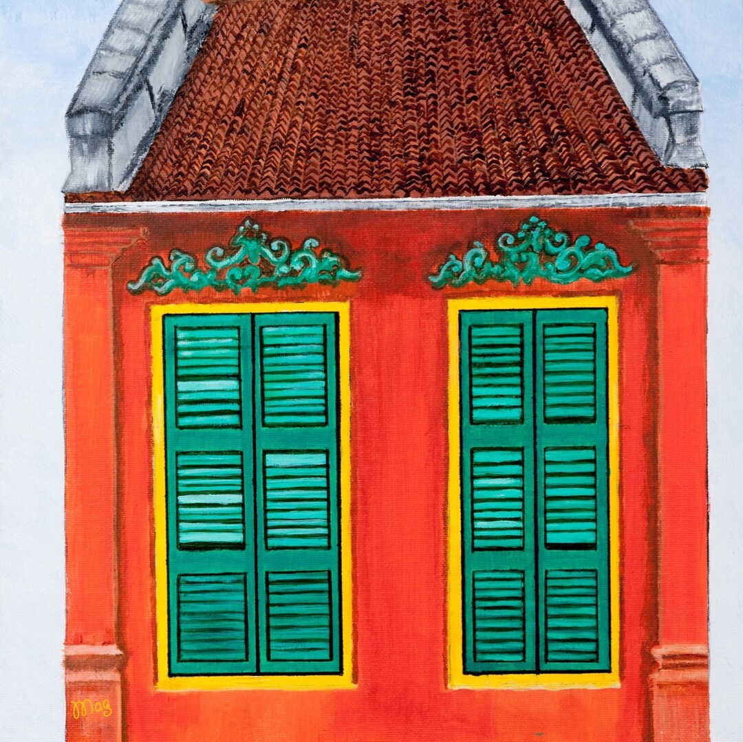 Colourful and Charming Pre-war Colonial House Art on Card - Etsy