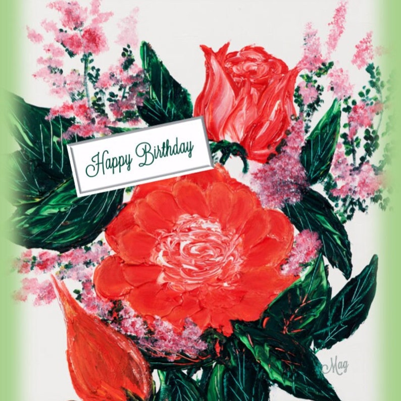Celebrate With Red Roses: Happy Birthday Card for Loved Ones - Etsy