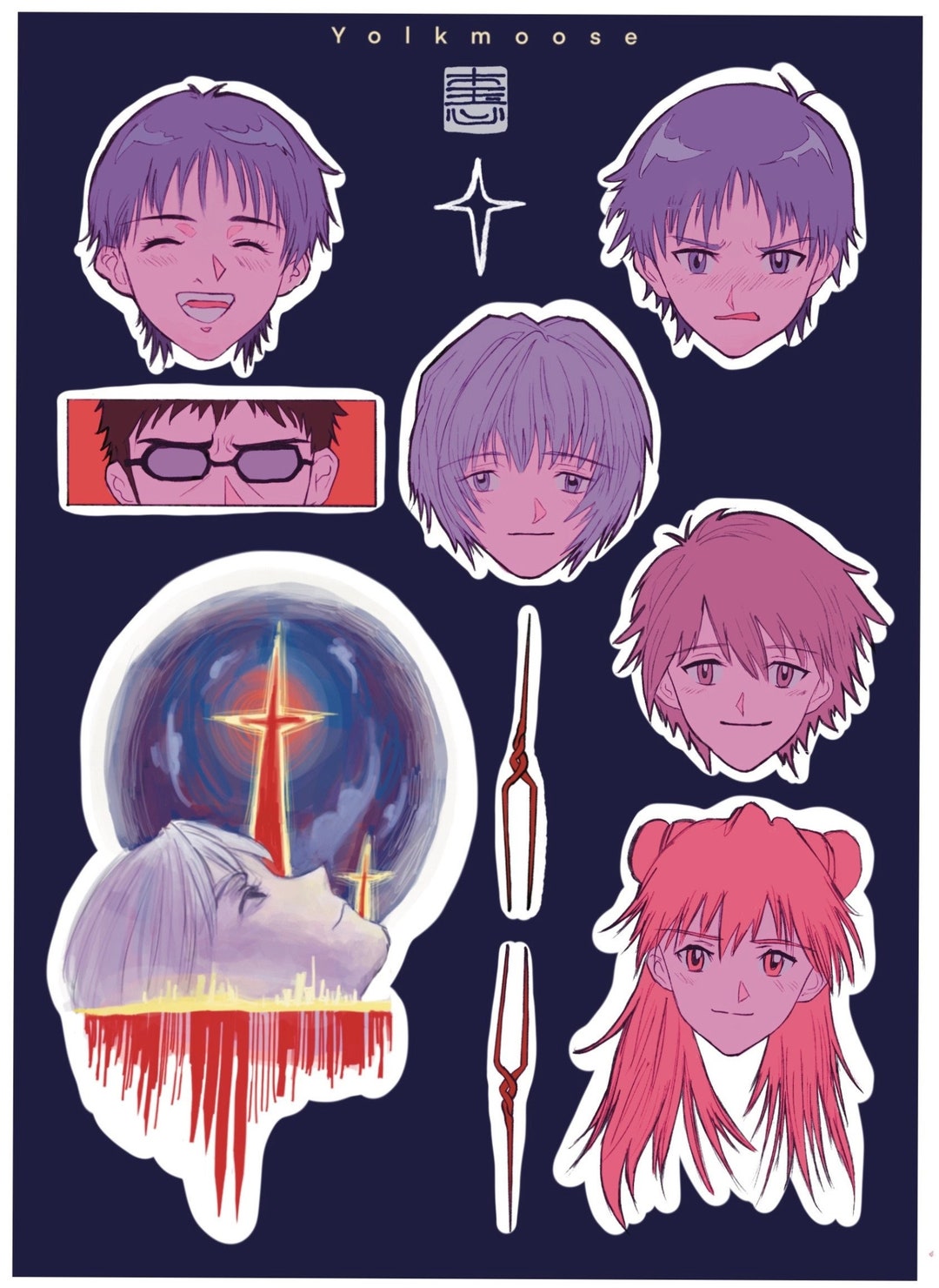 Eva Neon Genesis Sticker Set | 9 Pcs - Etsy
