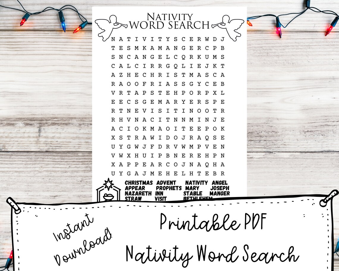 Christmas Nativity Word Search Puzzle Fun Bible Activity for Kids ...