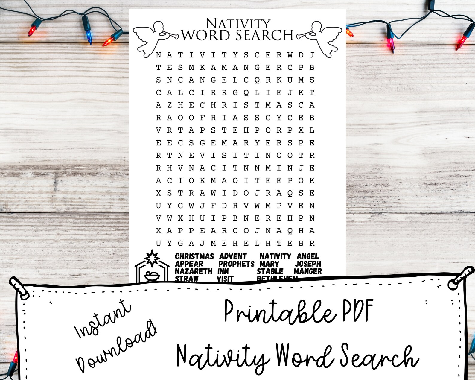 Christmas Nativity Word Search Puzzle Fun Bible Activity for Kids ...