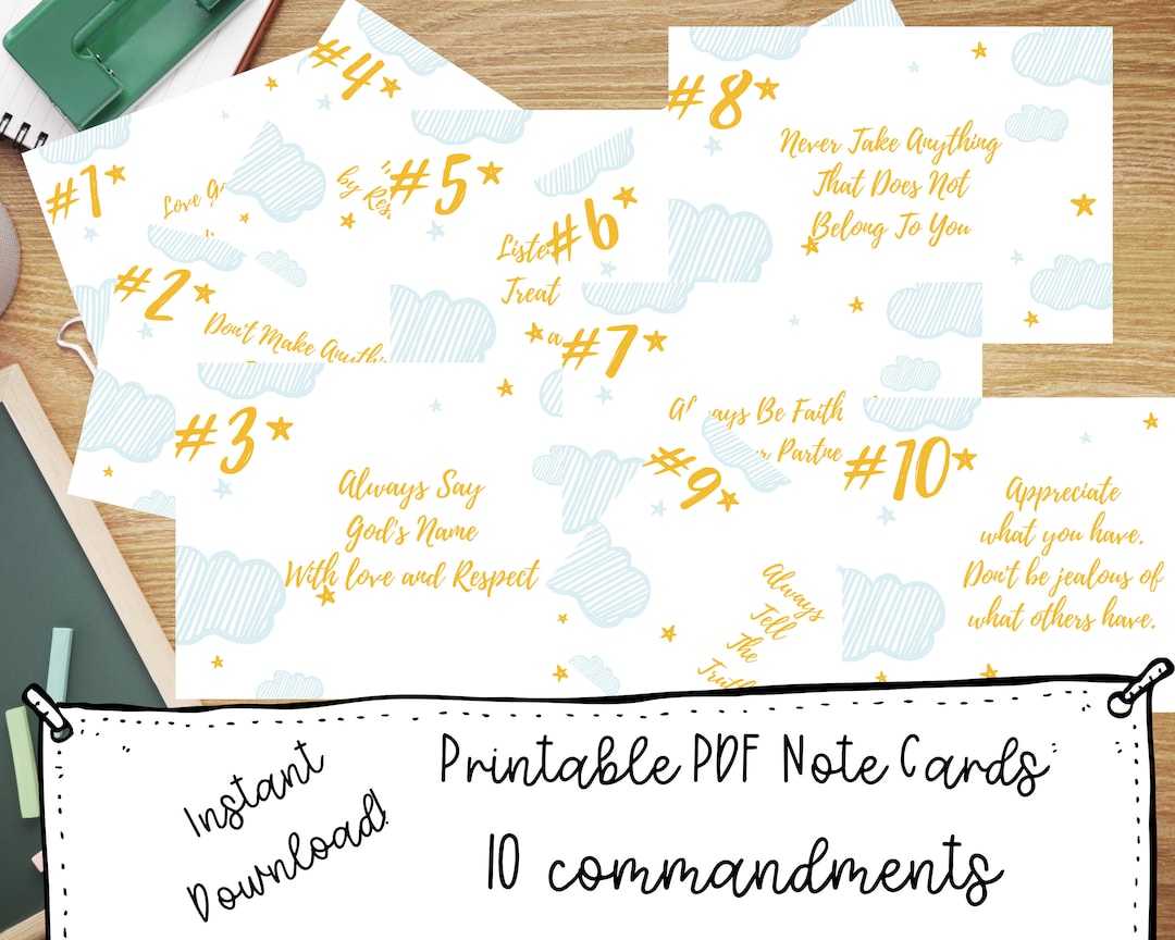 10 Commandments for Kids Study Cards Print Art Note Card - Etsy