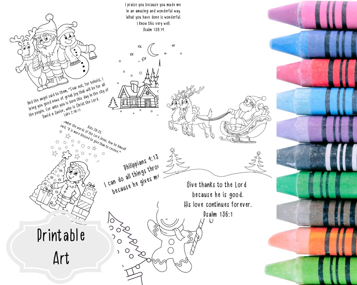 Christian Bible Verse Coloring Pages for Christmas With | Etsy