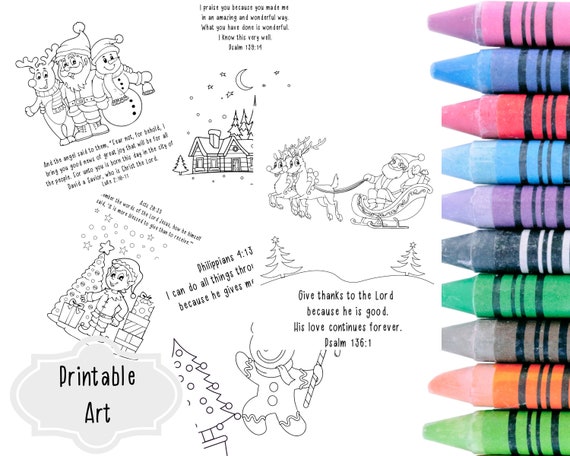 Christian Bible Verse Coloring Pages for Christmas With | Etsy