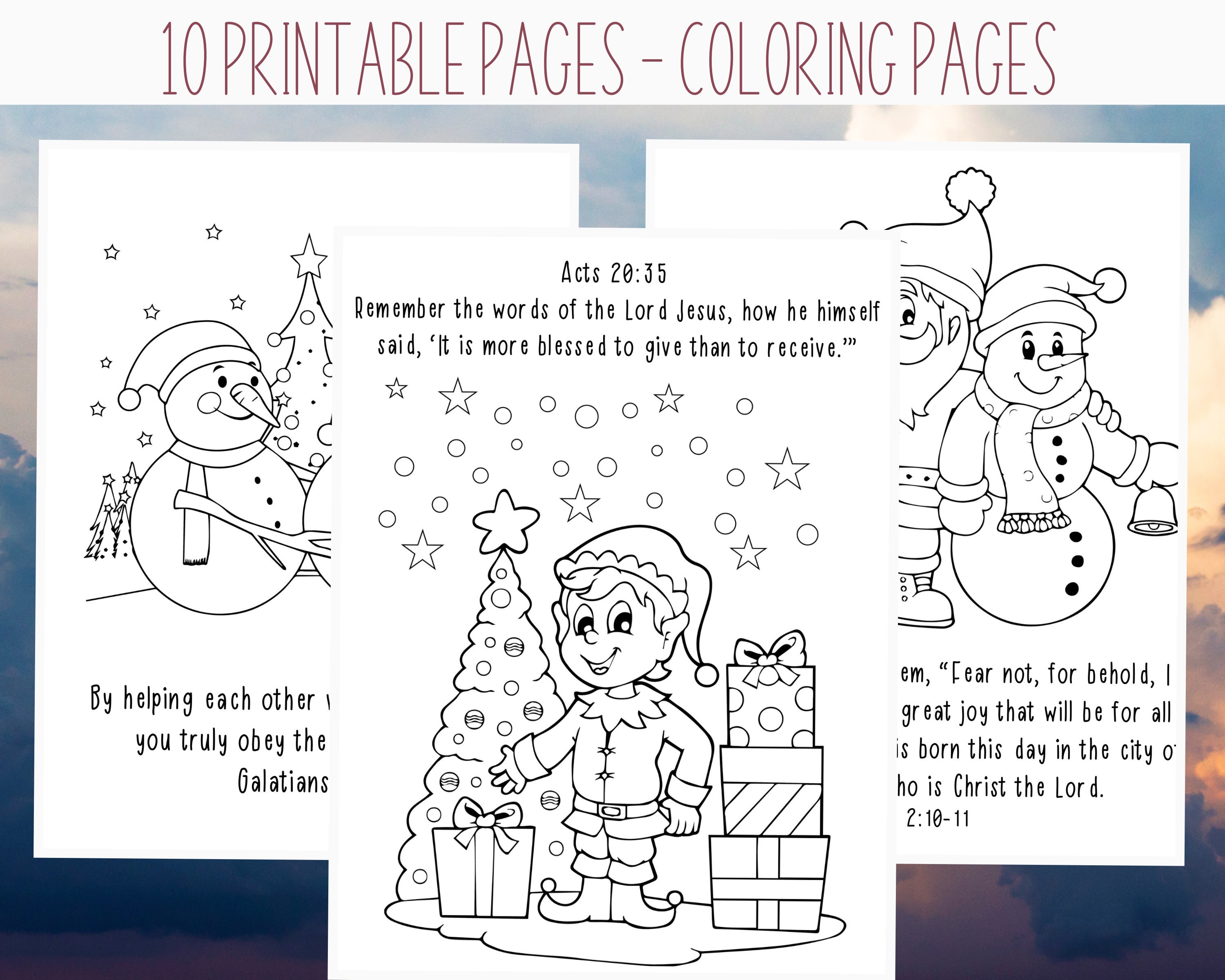 Christian Bible Verse Coloring Pages for Christmas With - Etsy