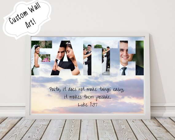 Faith Custom Bible Verse Photo Collage Wall Art | Etsy
