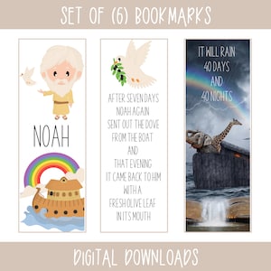 Set of 6 Inspirational Scripture Bookmarks, Noah's Ark Biblical ...