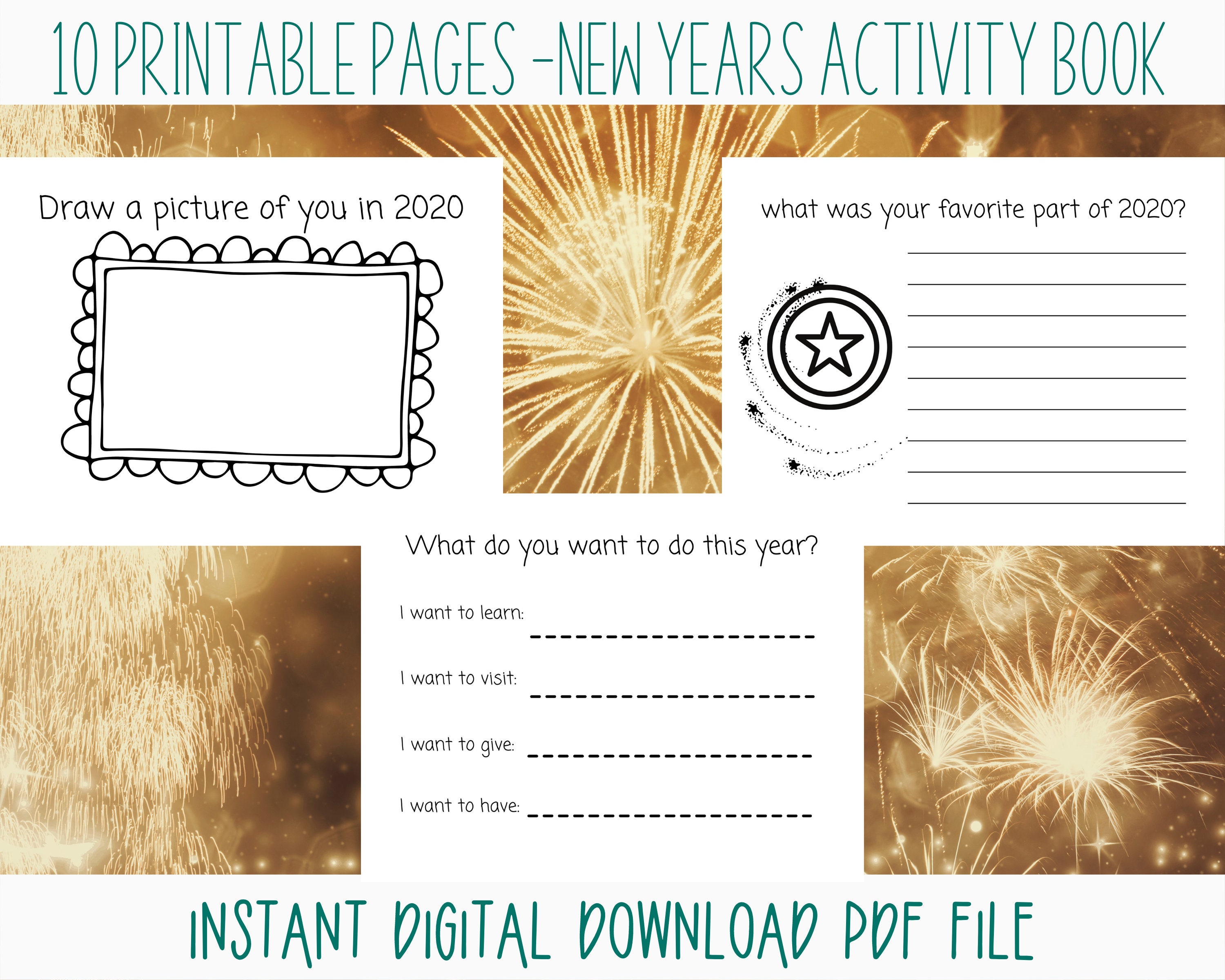 New Years Activity Printable Workbook for Little Kids | Etsy