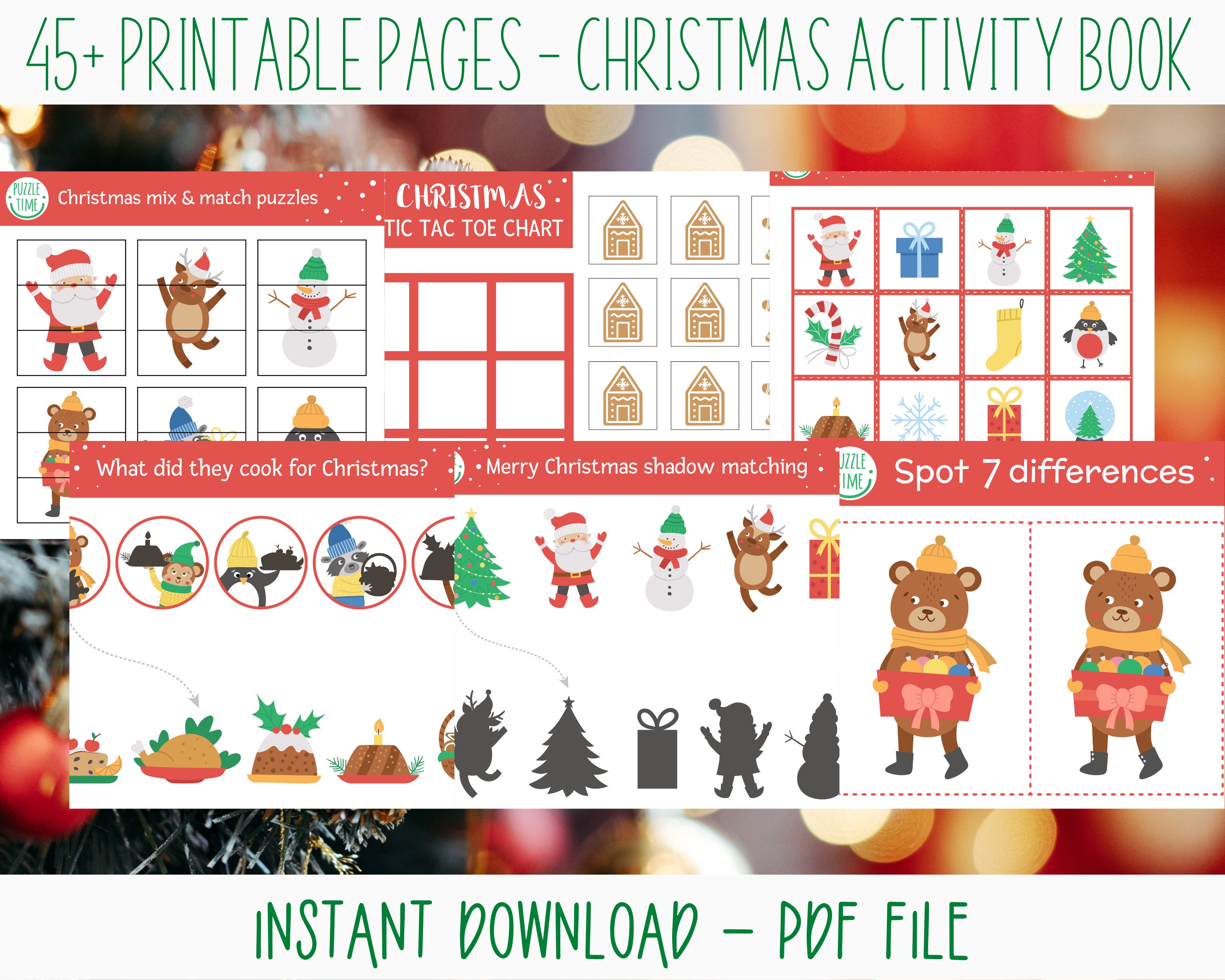 Christmas Activity Printable Workbook for Kids - Etsy