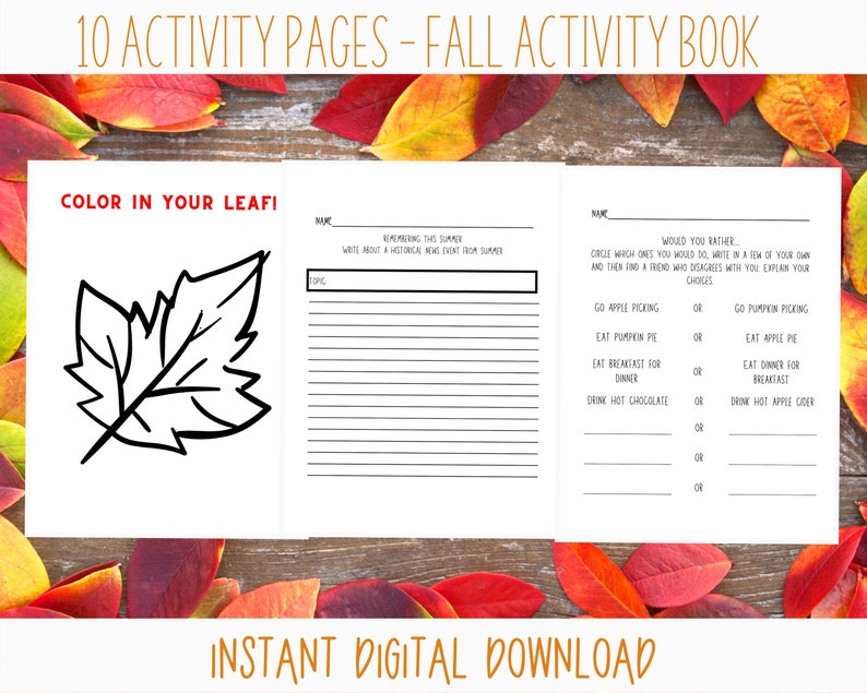 Fall Themed Christian Activity Printable Workbook for Kids - Etsy