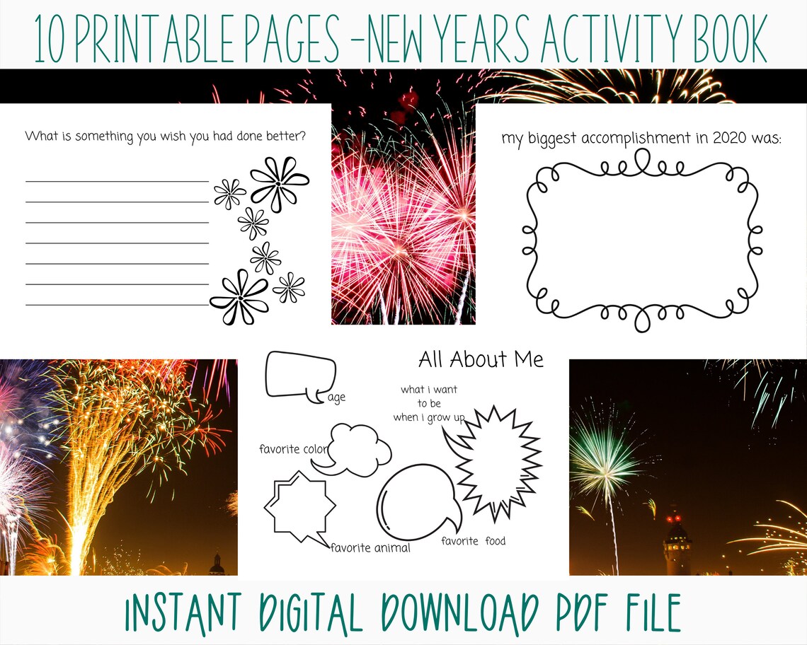 New Years Activity Printable Workbook for Little Kids - Etsy