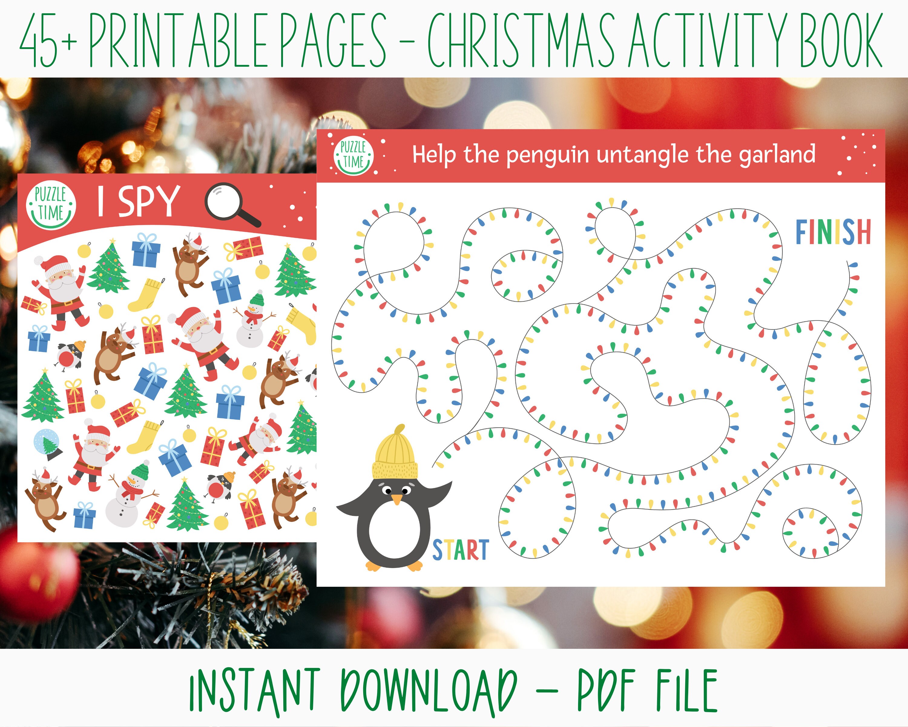 Christmas Activity Printable Workbook for Kids - Etsy