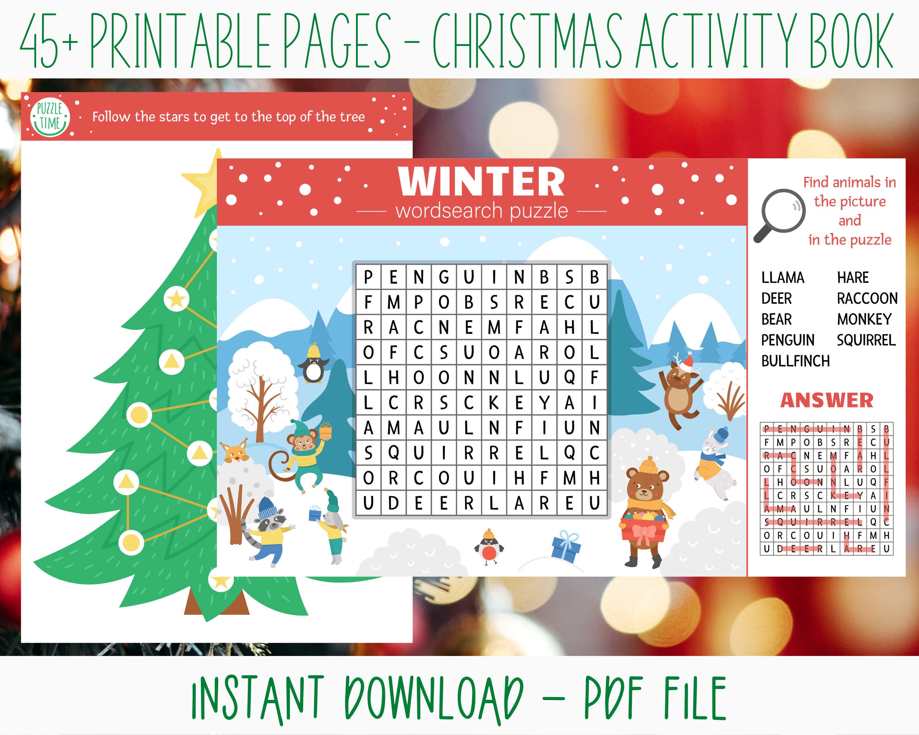 Christmas Activity Printable Workbook for Kids - Etsy