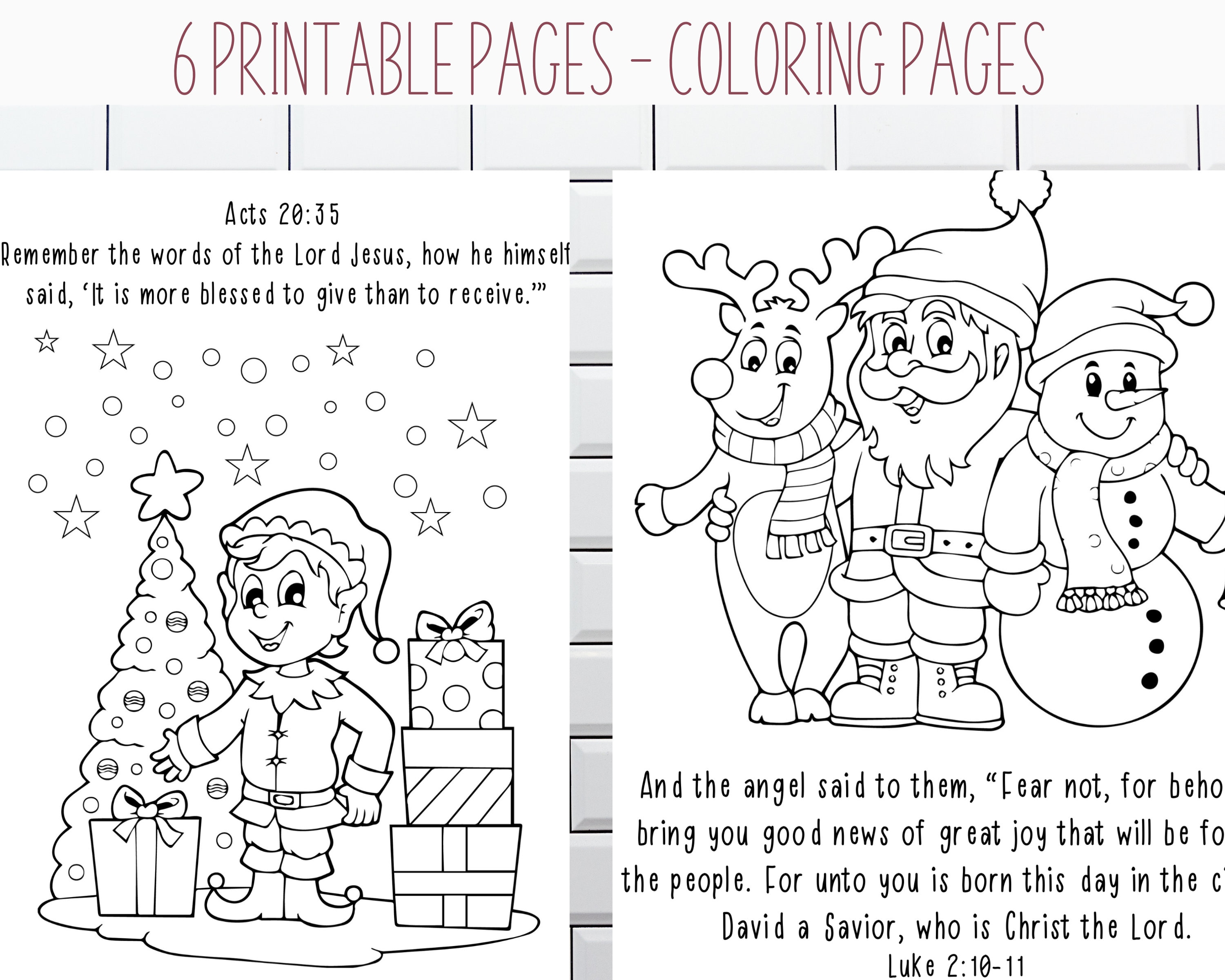 Christian Bible Verse Coloring Pages for Christmas With - Etsy