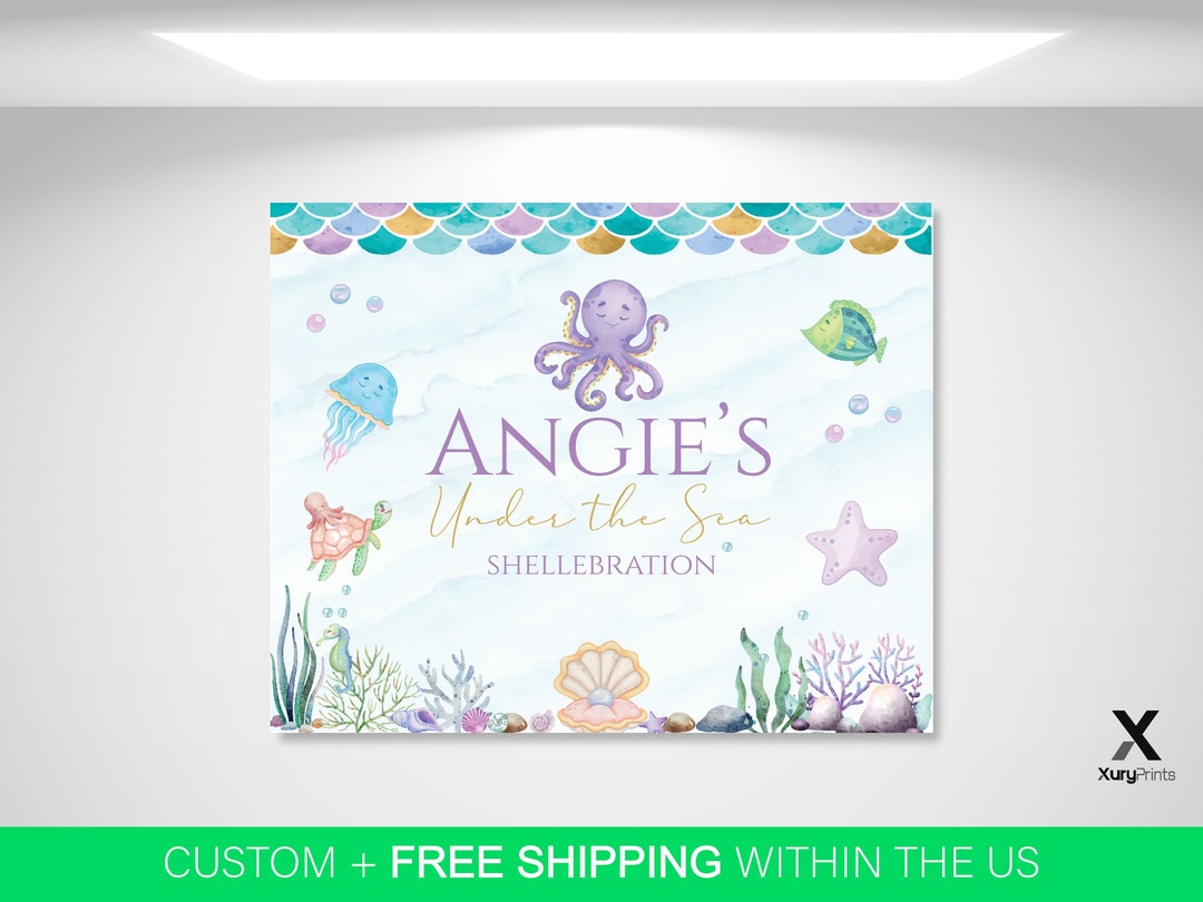 Under the Sea Birthday Backdrop Sea Animals Girl Personalized Under the ...