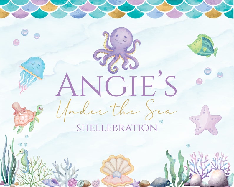 Pastel Under the Sea Birthday Backdrop Sea Animals Girl Personalized ...