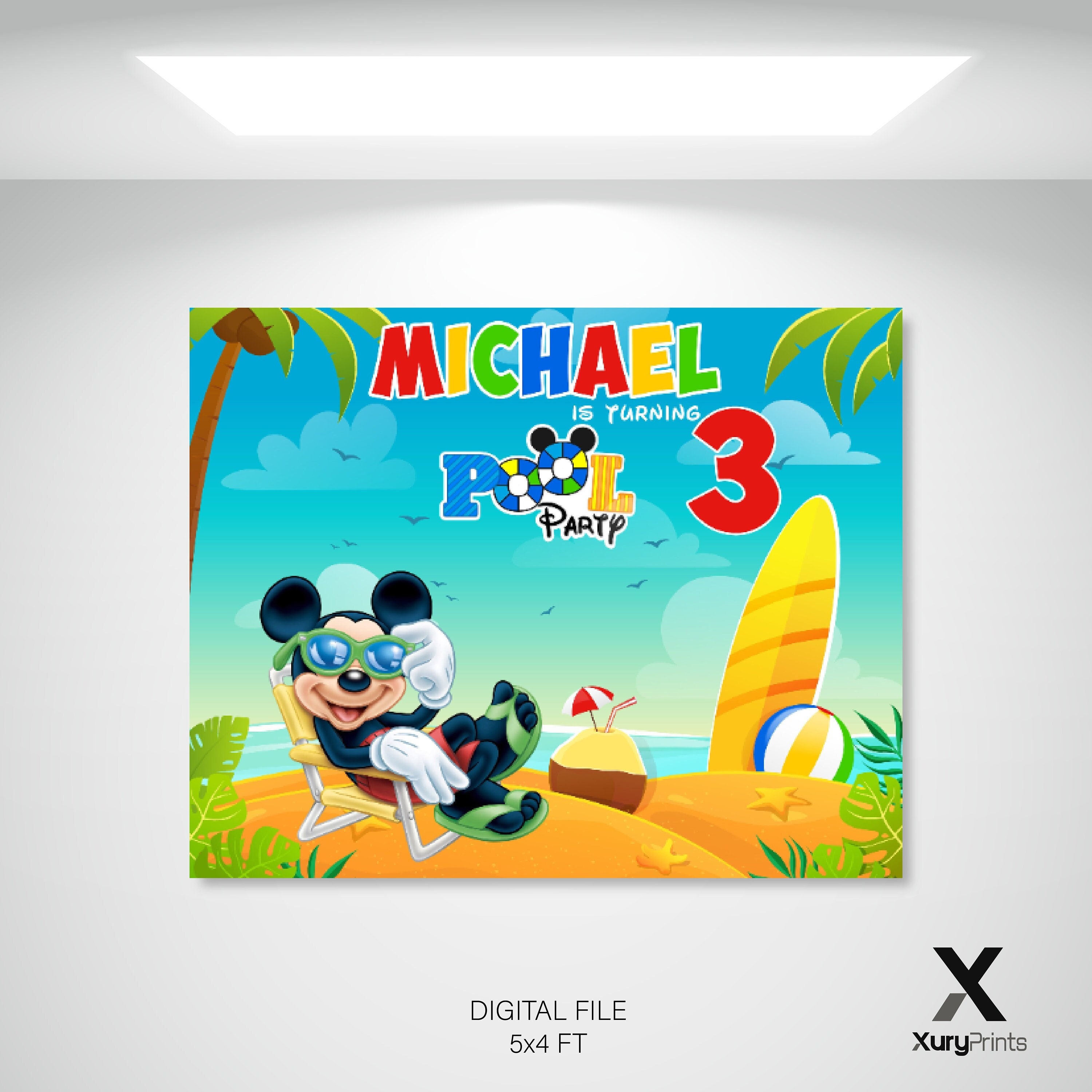 Mickey Mouse Pool & Beach Backdrop: Digital Design for Magical Parties ...