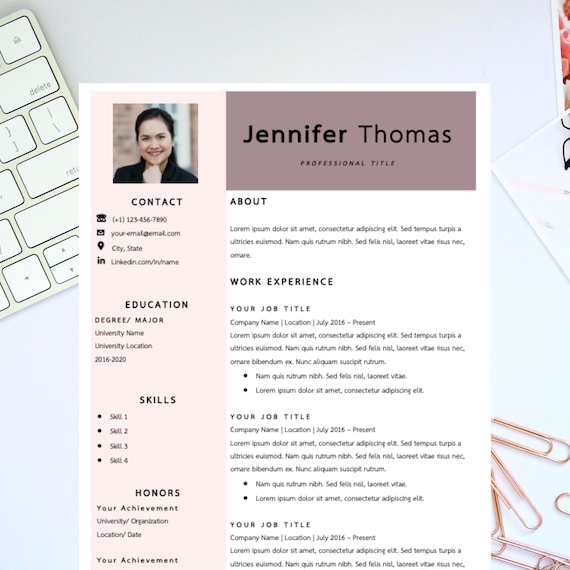 Resume Template Word Cover Letter Reference Page CV | Etsy