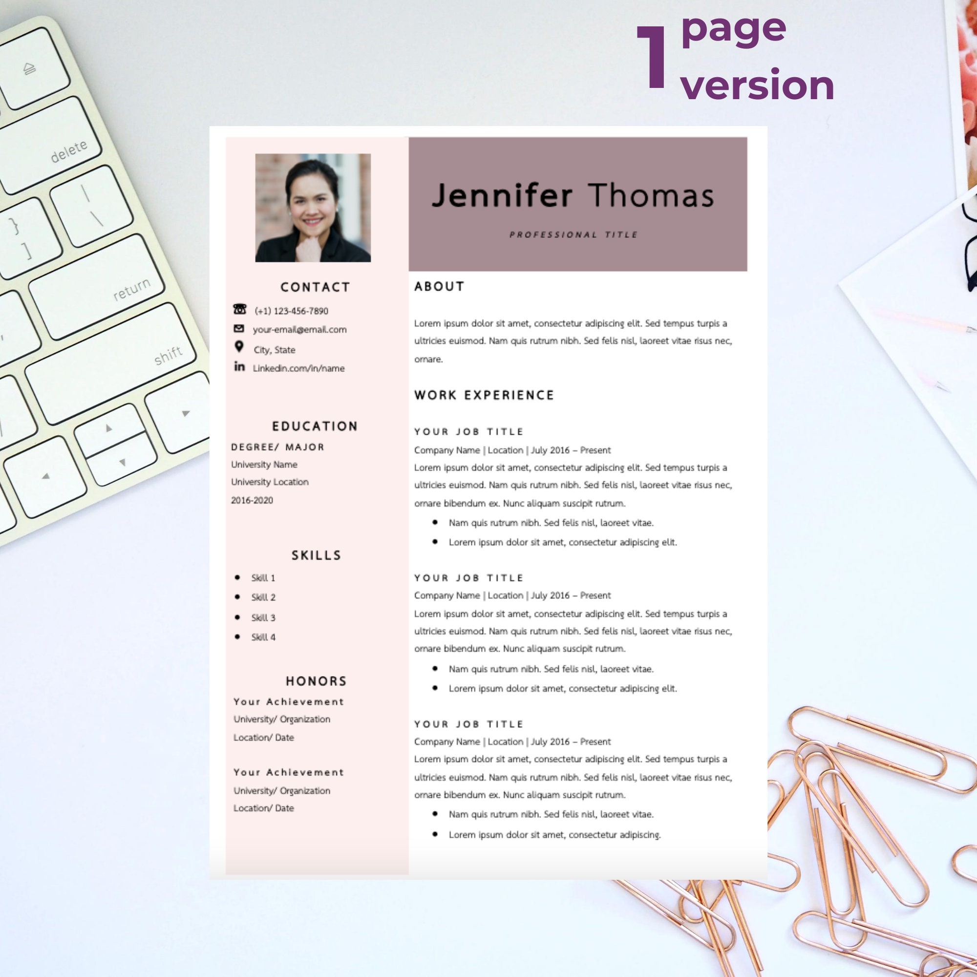 Resume Template Word | Cover Letter | Reference Page | CV Template ...