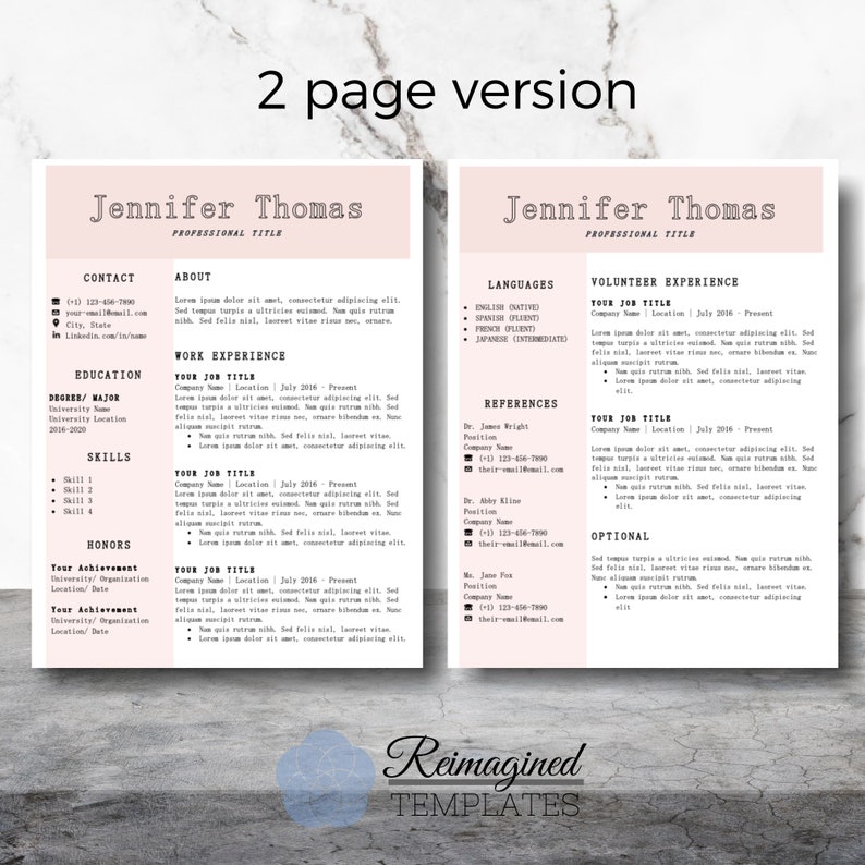 3in1 Resume Template Bundle | Cover Letter | Reference Page | Microsoft ...