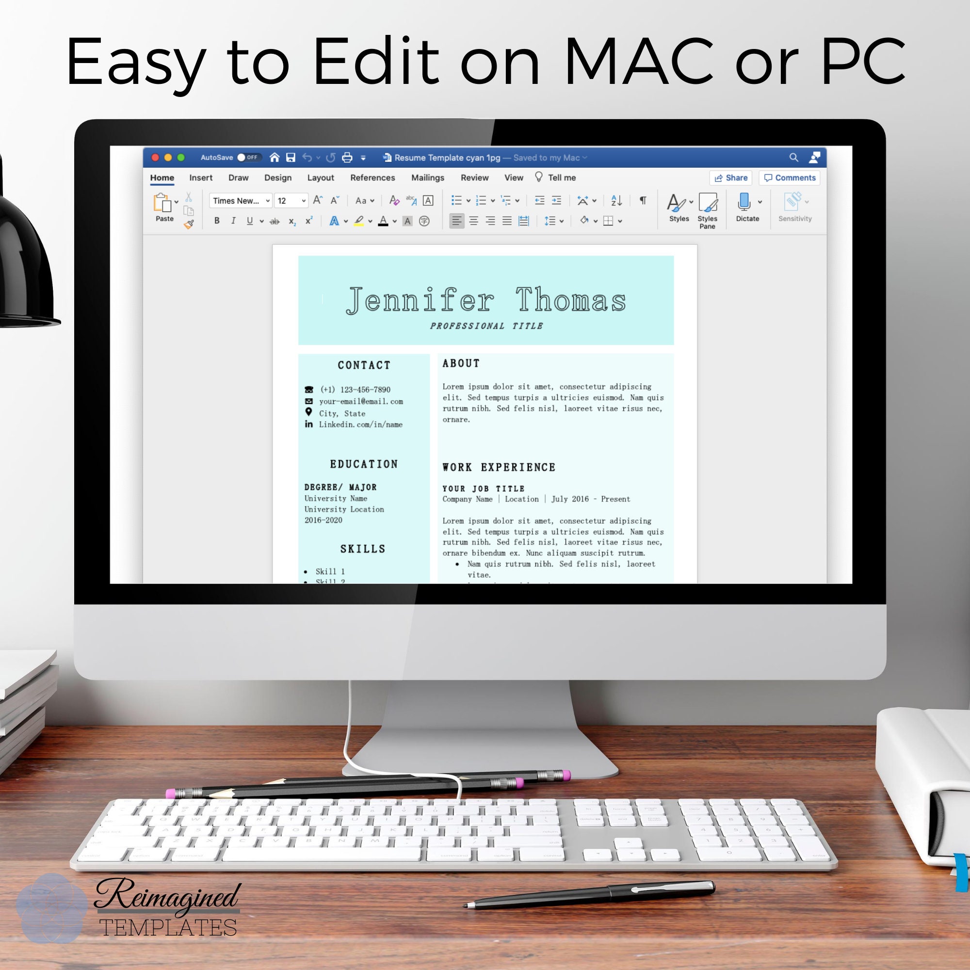 3in1 Resume Template Bundle | Cover Letter | Reference Page | Microsoft ...