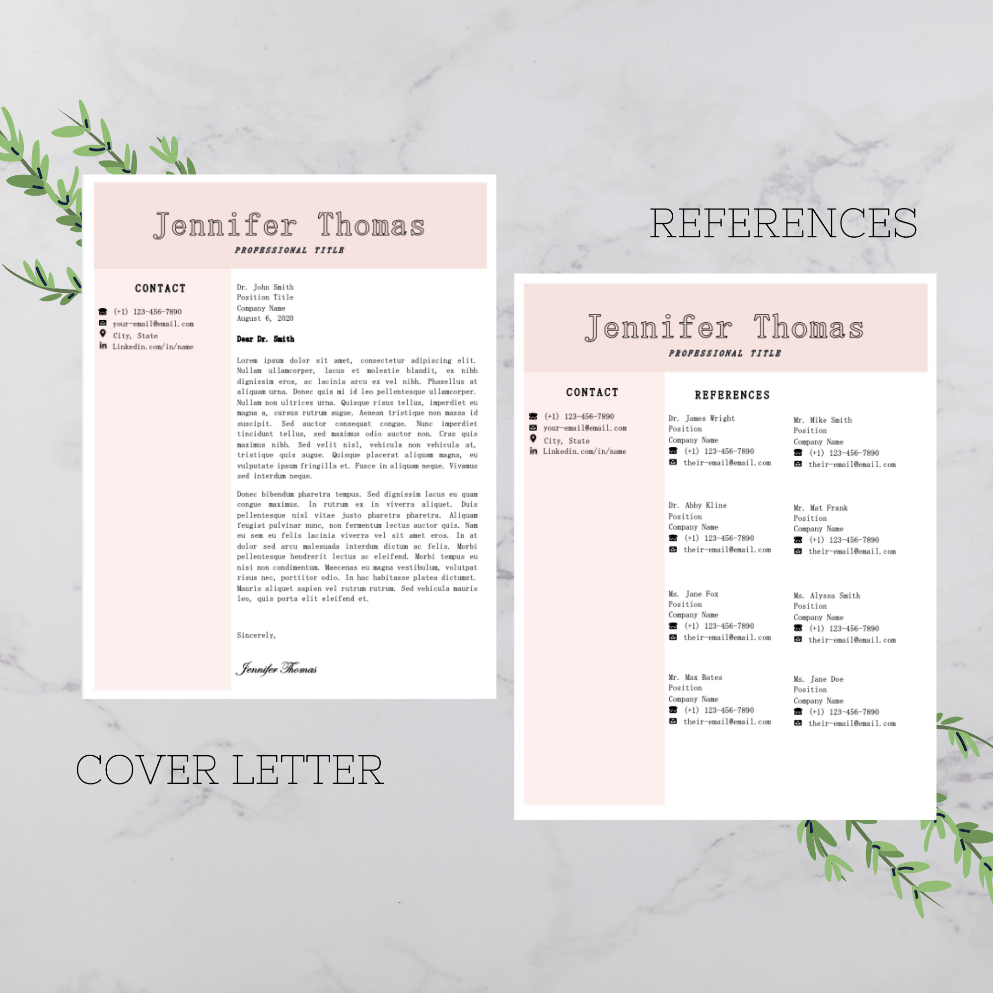 Resume Template Word | Cover Letter | Reference Page | CV Template ...
