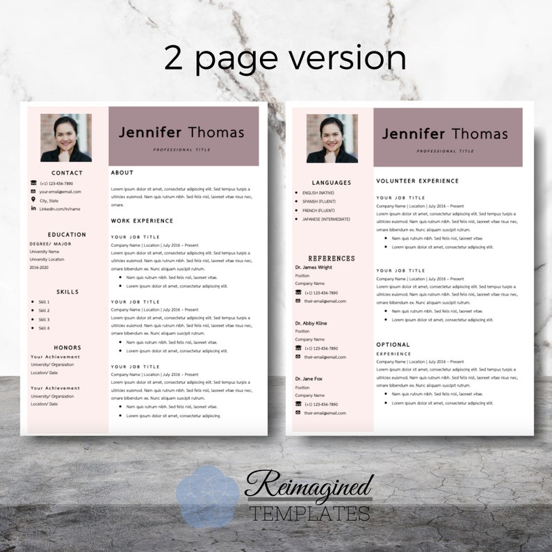 3in1 Resume Template Bundle | Cover Letter | Reference Page | Microsoft ...