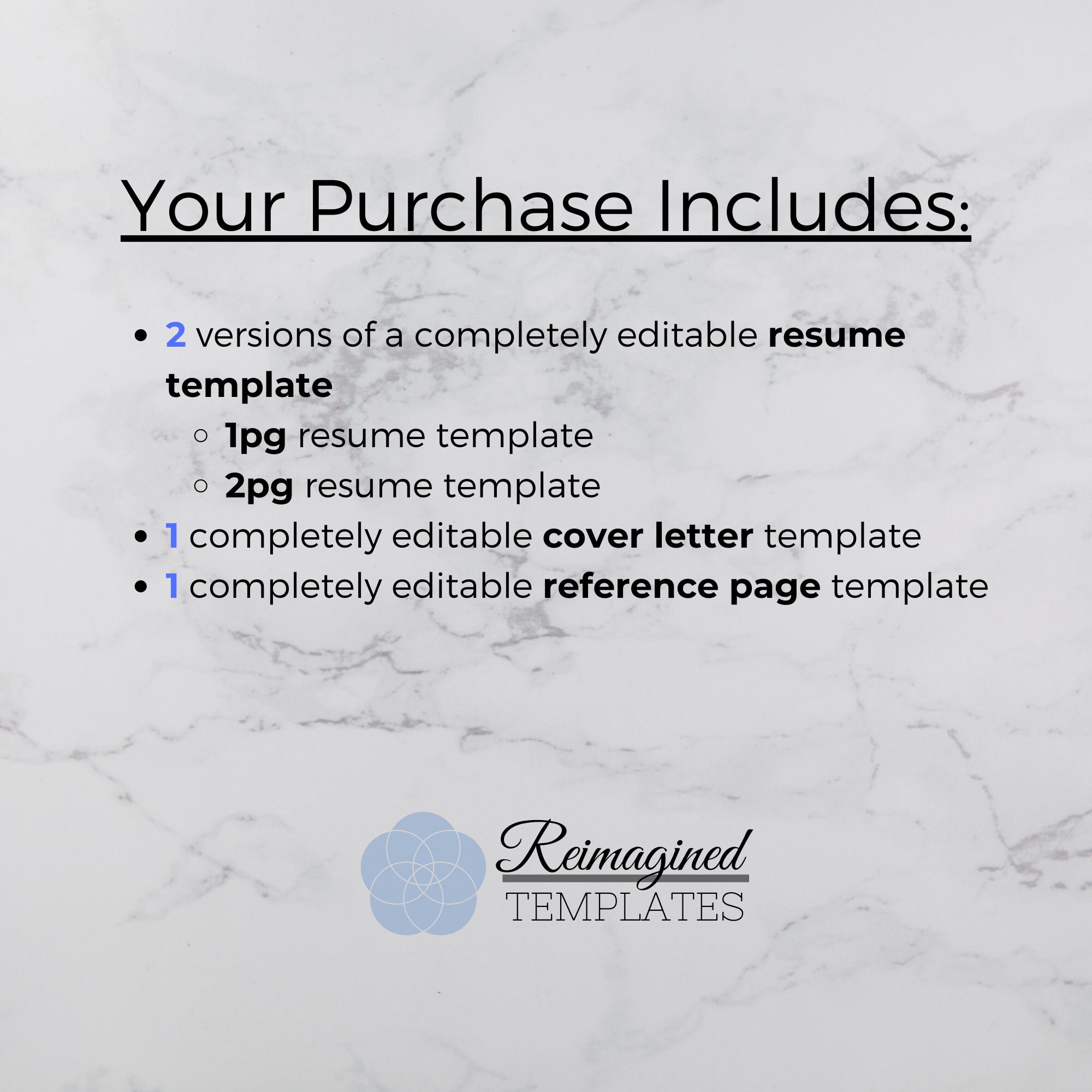 Professional Resume Template Word Cover Letter Reference - Etsy