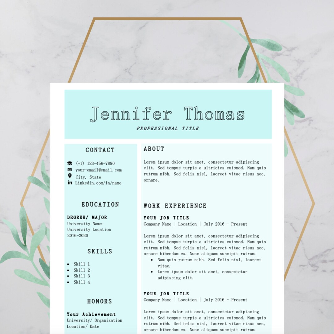 Resume Template Word | Cover Letter | Reference Page | CV Template ...