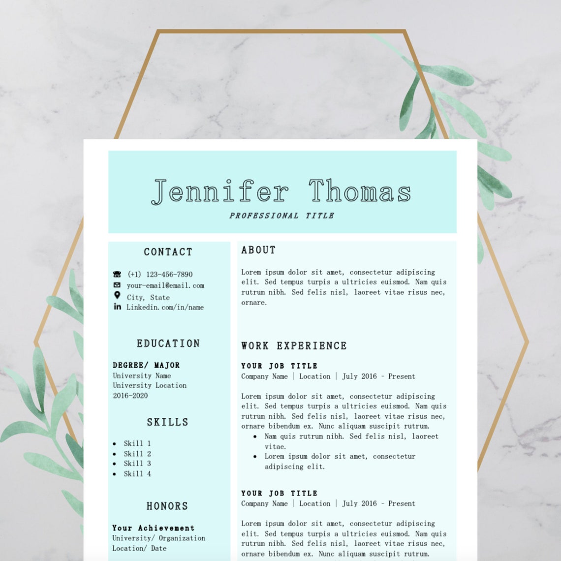 Resume Template Word Cover Letter Reference Page CV Template Microsoft ...