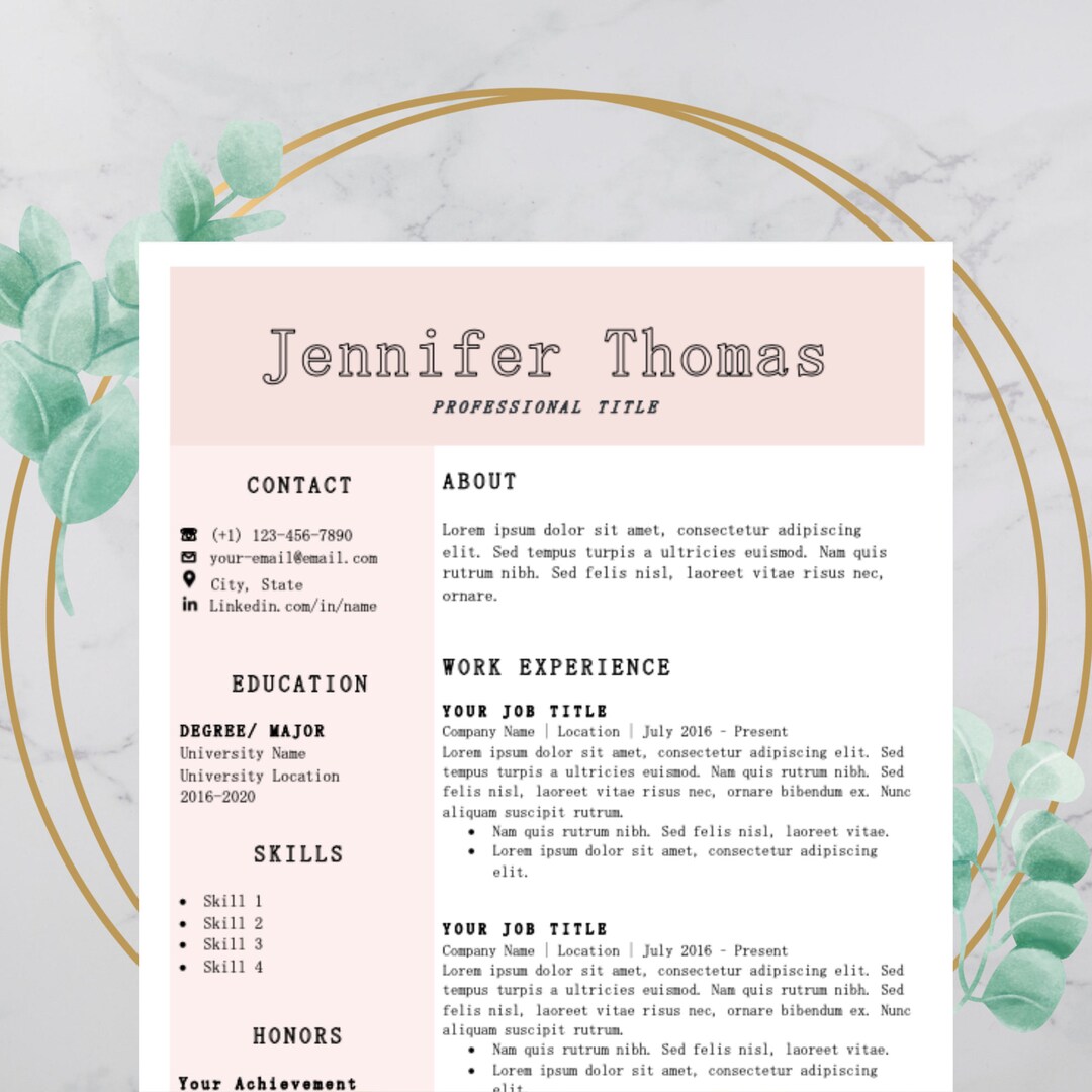 Resume Template Word | Cover Letter | Reference Page | CV Template ...