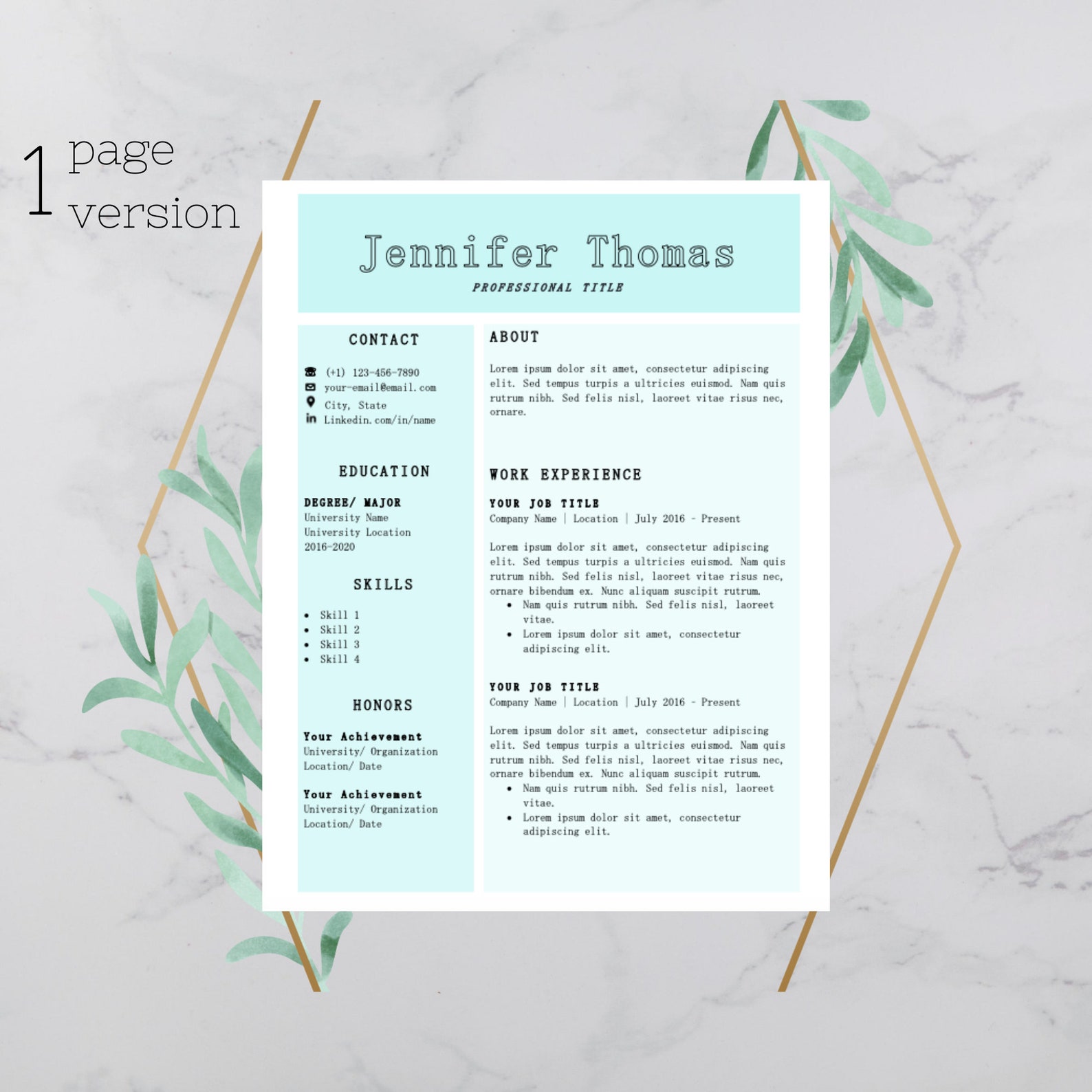 Resume Template Word | Cover Letter | Reference Page | CV Template ...