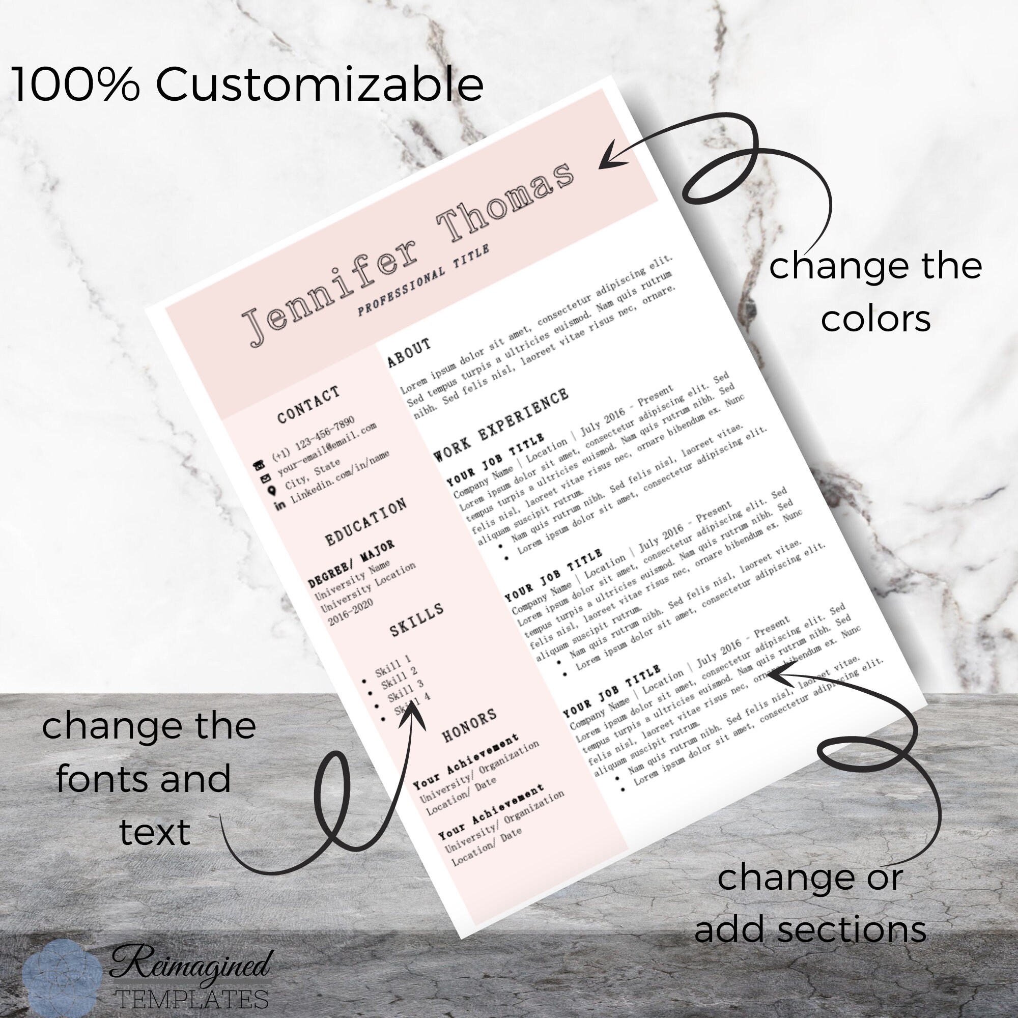 3in1 Resume Template Bundle | Cover Letter | Reference Page | Microsoft ...