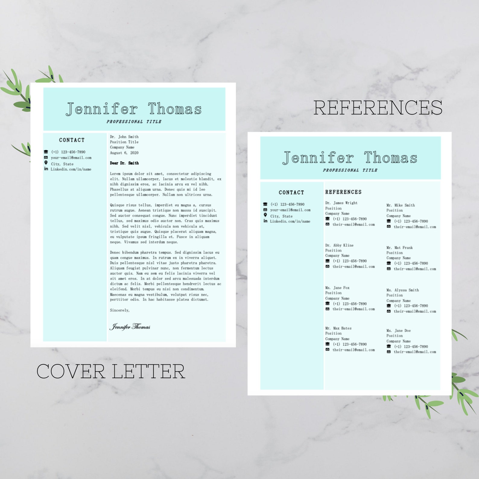Resume Template Word | Cover Letter | Reference Page | CV Template ...
