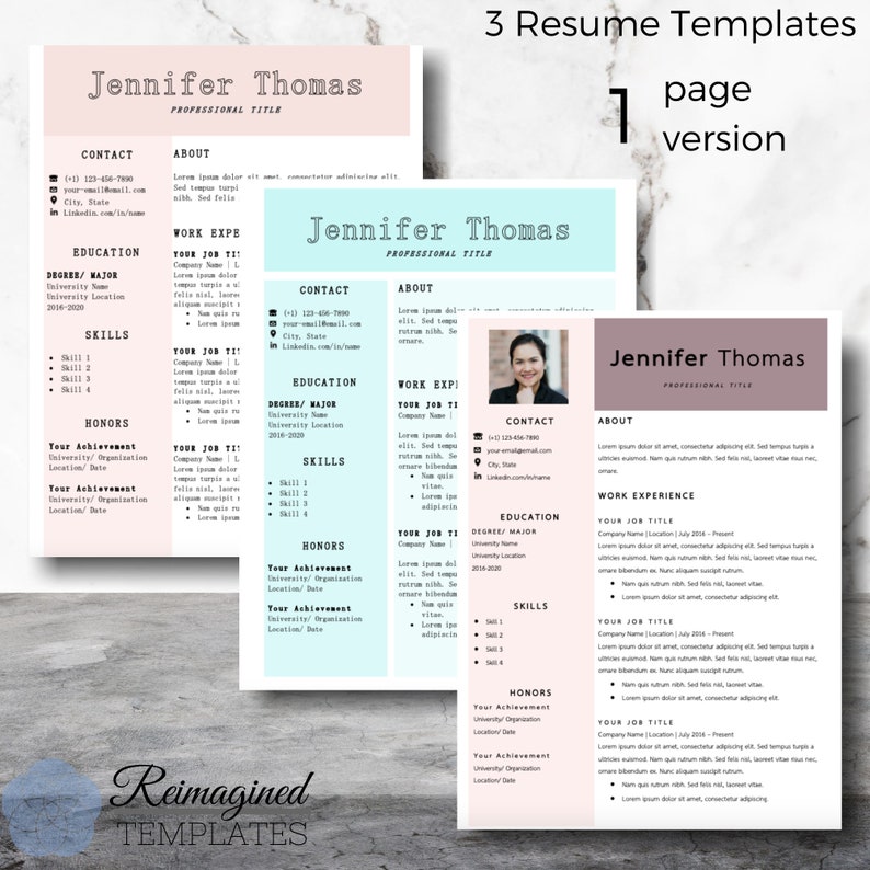 3in1 Resume Template Bundle | Cover Letter | Reference Page | Microsoft ...