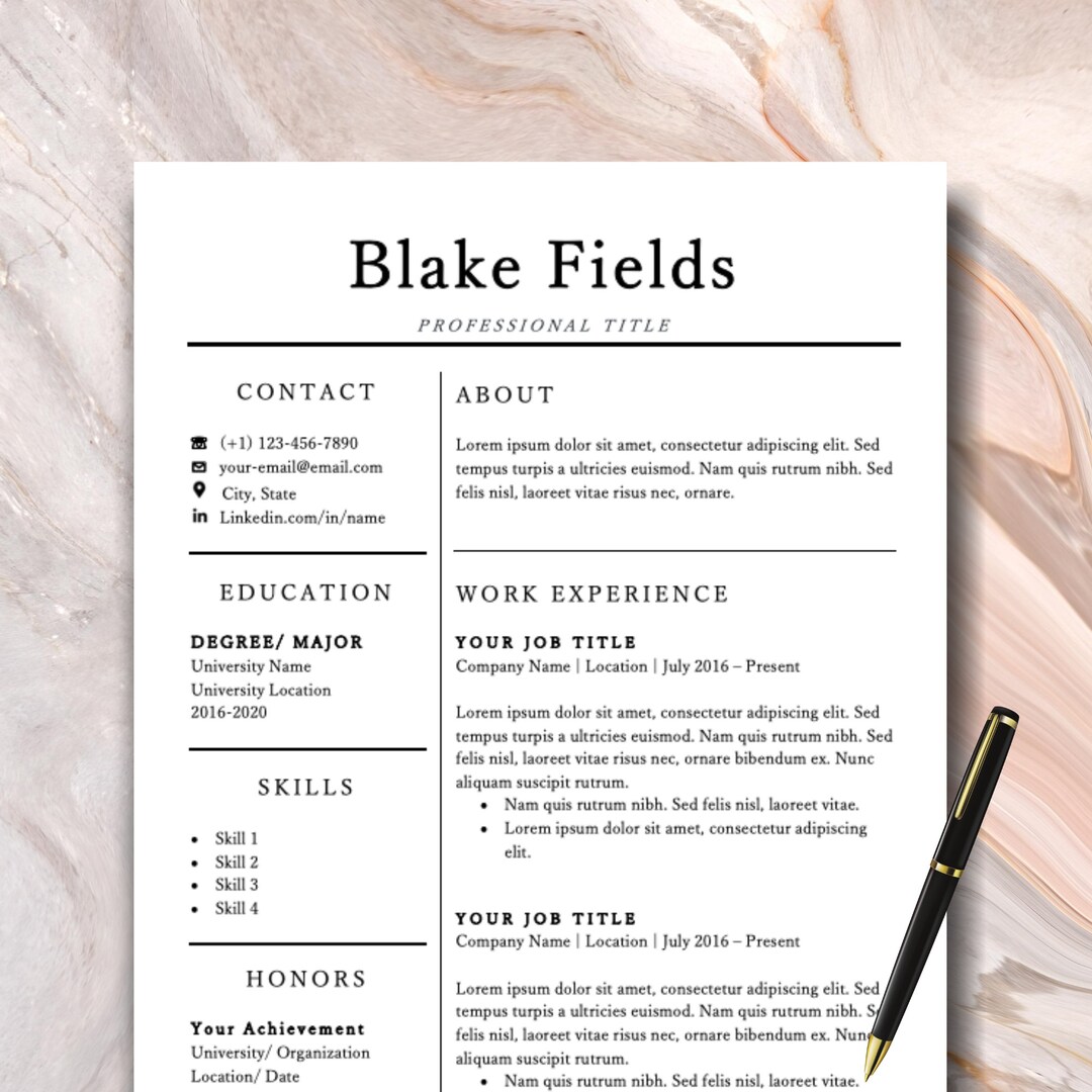 Professional Resume Template Word | Cover Letter | Reference Page | CV ...
