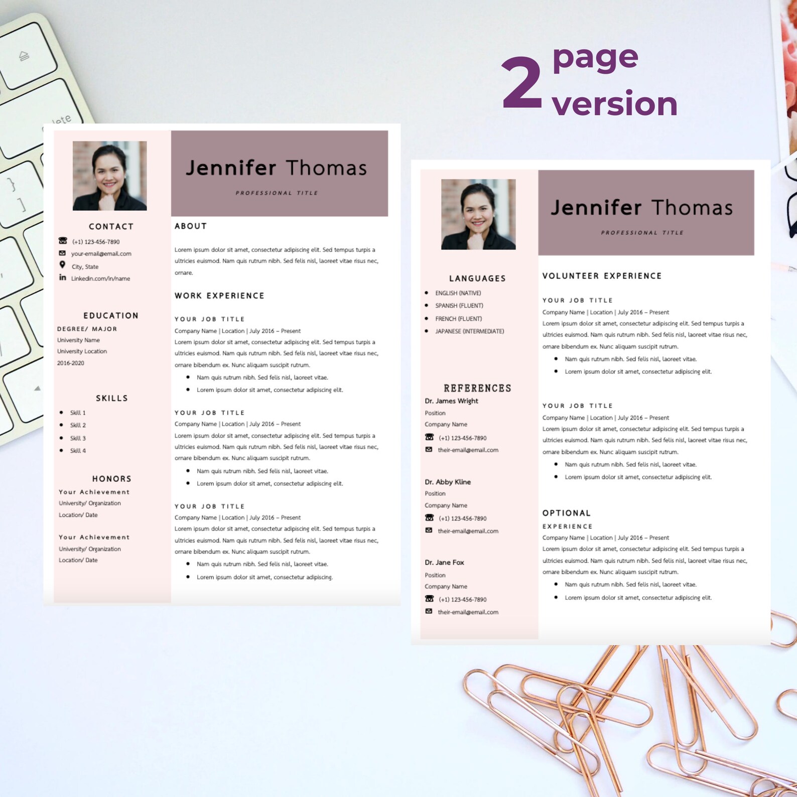 Resume Template Word | Cover Letter | Reference Page | CV Template ...