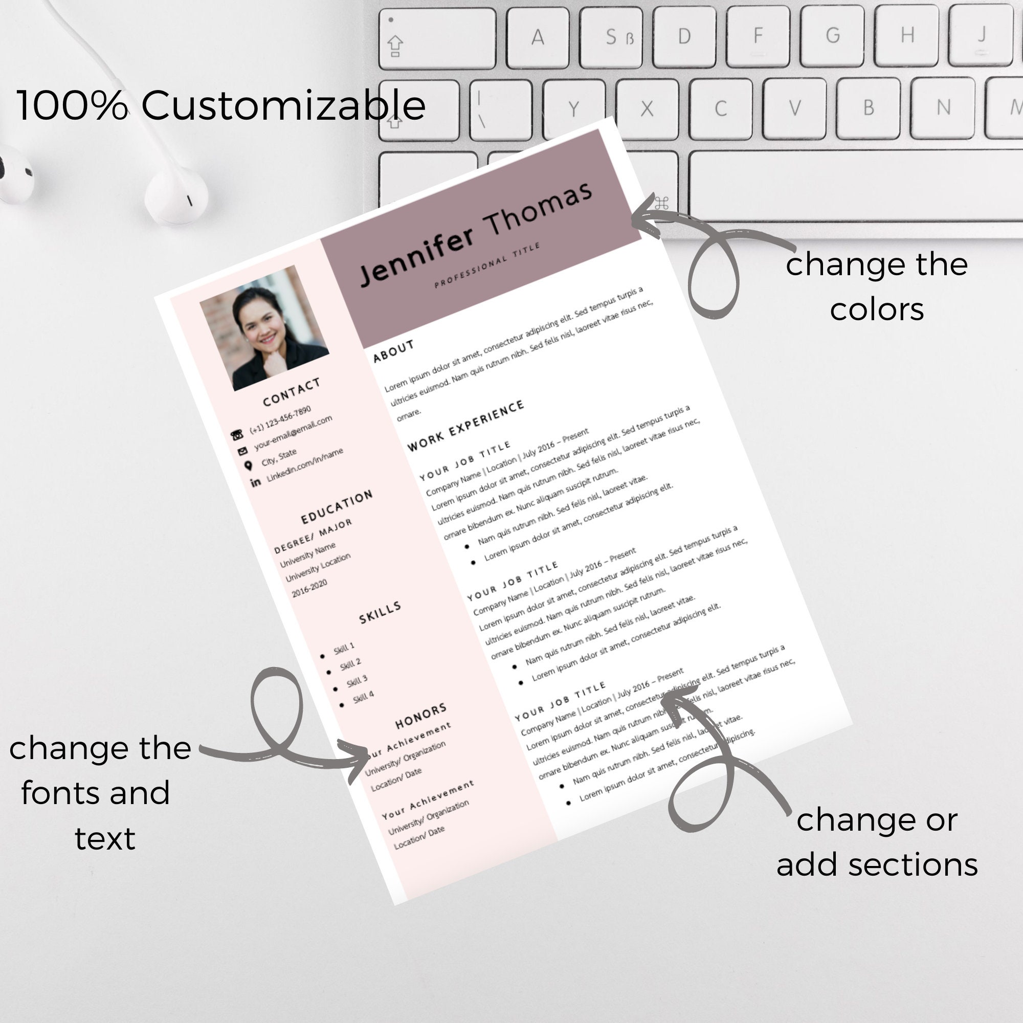 Resume Template Word | Cover Letter | Reference Page | CV Template ...