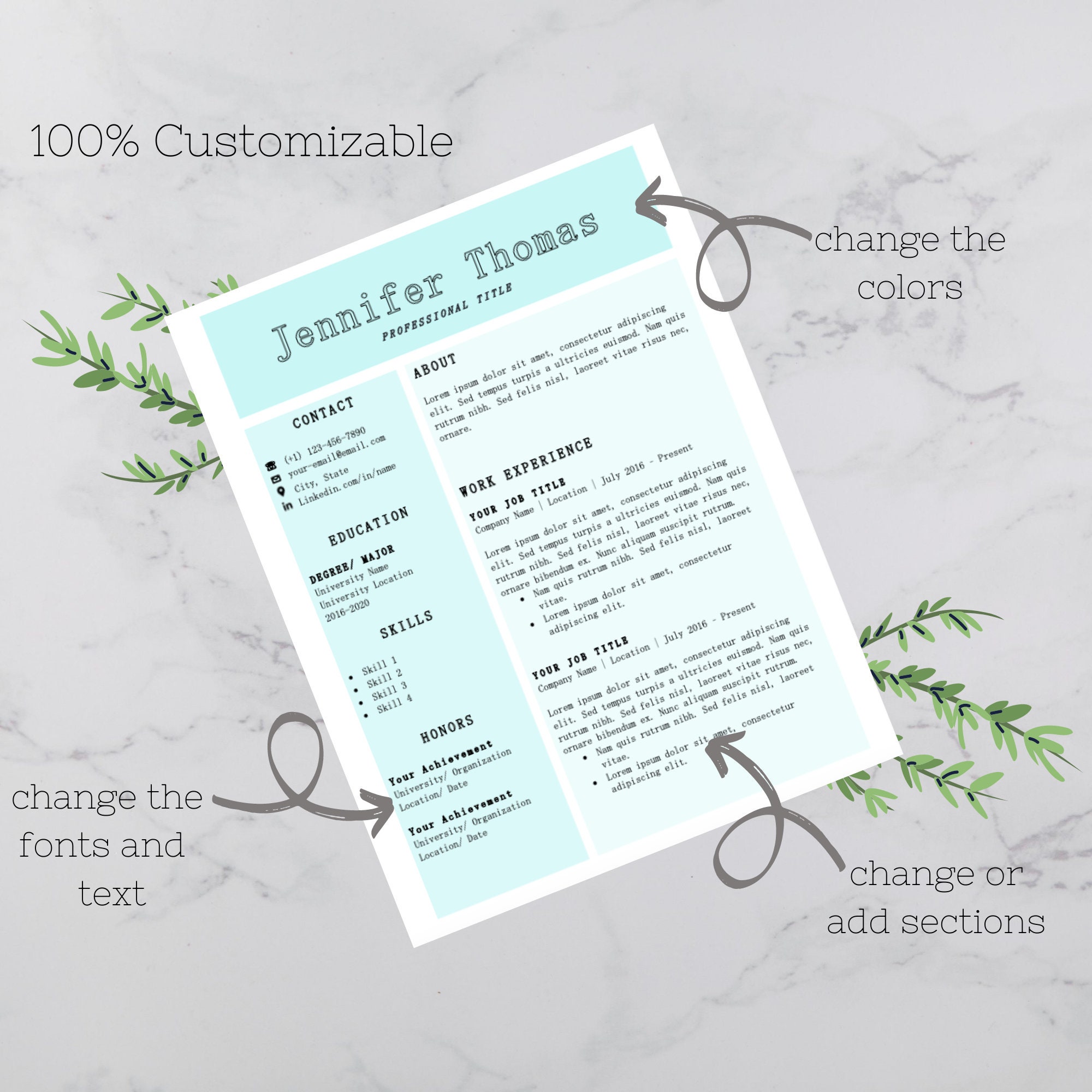 Resume Template Word Cover Letter Reference Page CV Template Microsoft ...